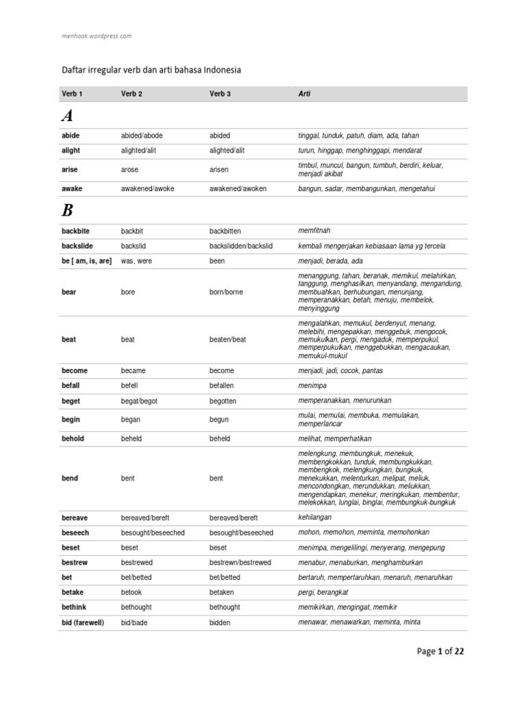 Irregular Verb | PDF