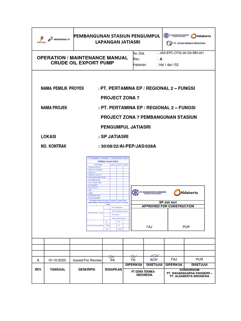 Jas Epc Oti2 00 g0 MN 001 Operation Maintenance Manual.r A | PDF | Pump | Safety