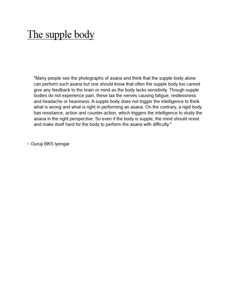 Iyengar The Supple Body | PDF