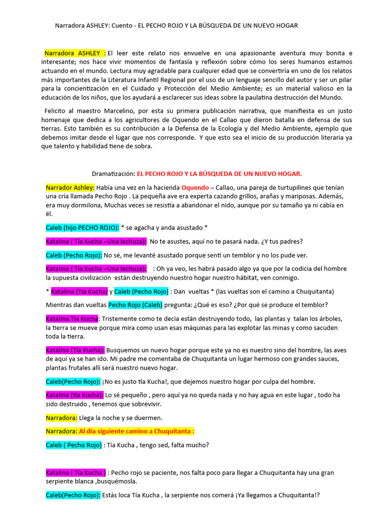 Pecho Rojo y su nuevo hogar | PDF