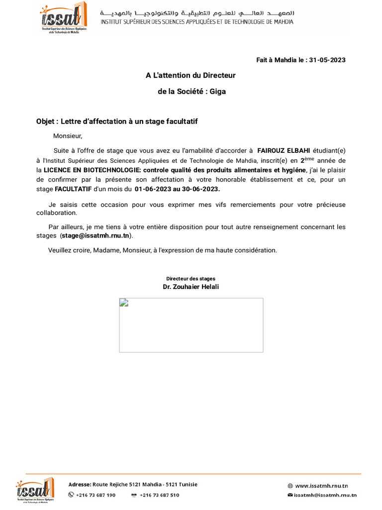 Lettre D'affectation 2 | PDF | Affaires