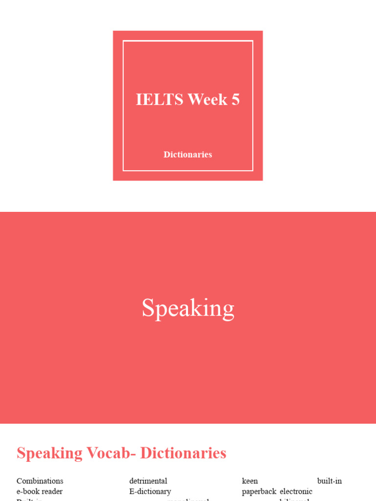 IELTS Speaking: Dictionaries Overview | PDF | Dictionary | Vocabulary