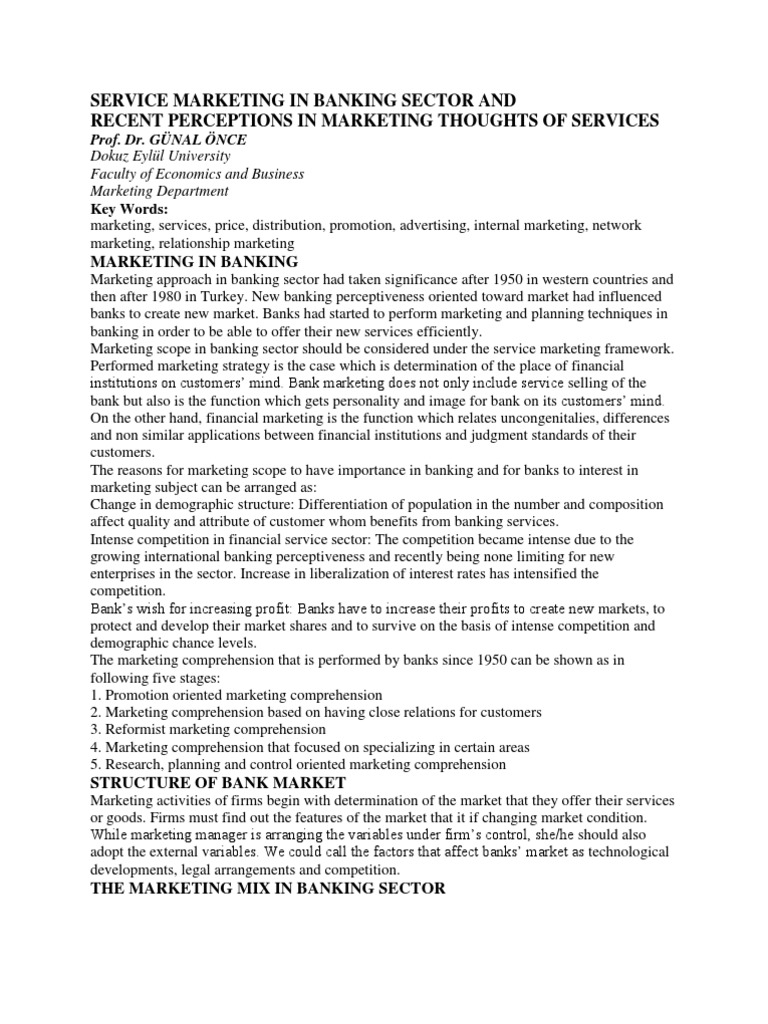 Service Marketing in Banking Sector and | PDF | Marketing | Banks