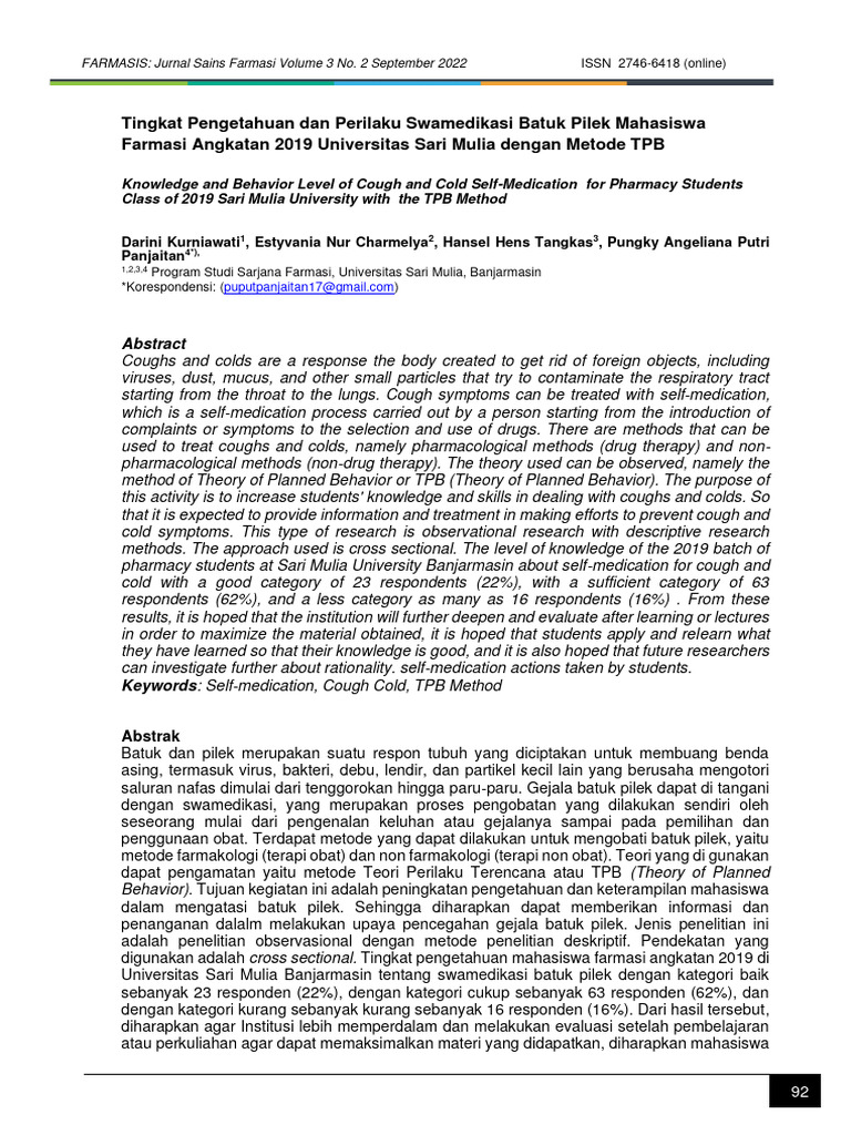5 Jurnal Darini Revisi Turnitin Template | PDF | Cough | Common Cold