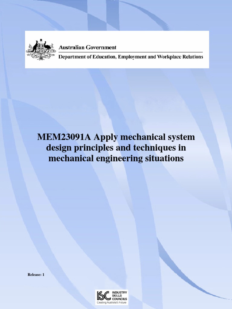MEM23091A Apply Mechanical System Design Principles and Techniques in ...
