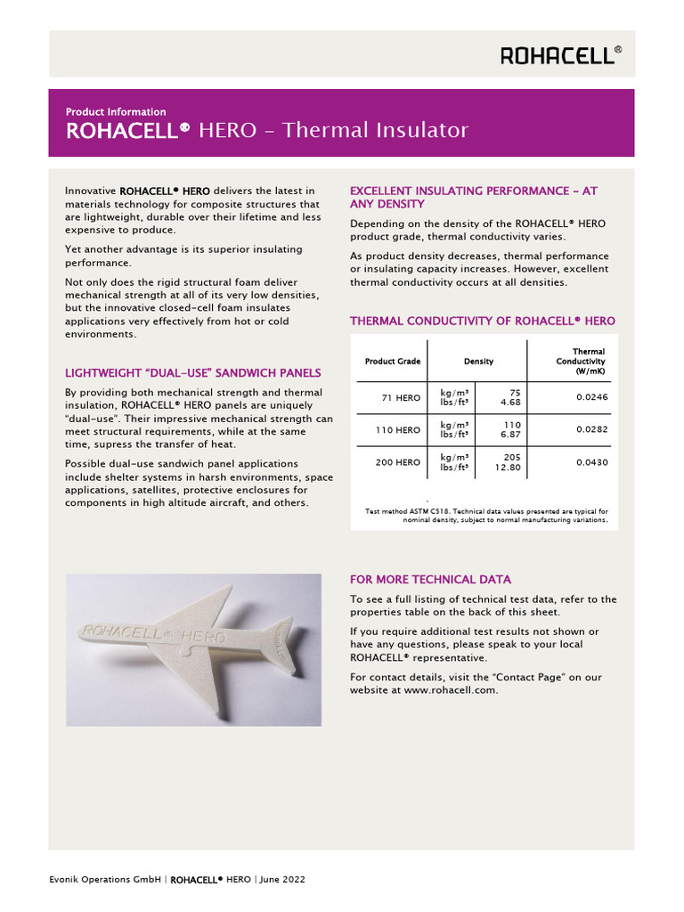 ROHACELL HERO Thermal Insulator Rev 06 22 EN 243434 | Download Free PDF ...