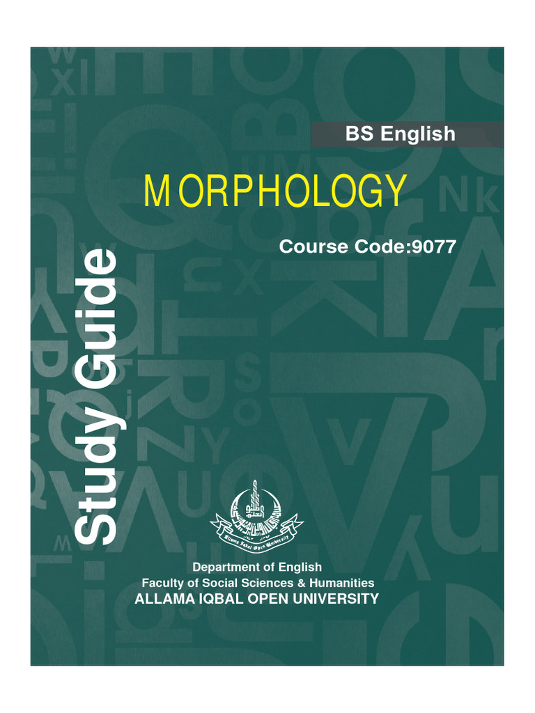 Morphology: Course Code:9077 | PDF | Word | Morphology (Linguistics)