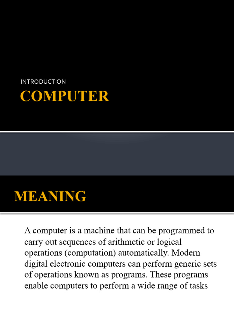 Introduction To Computer | PDF | Input/Output | Central Processing Unit