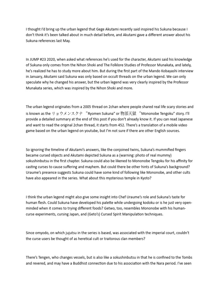 Ryoumen Sukuna | PDF