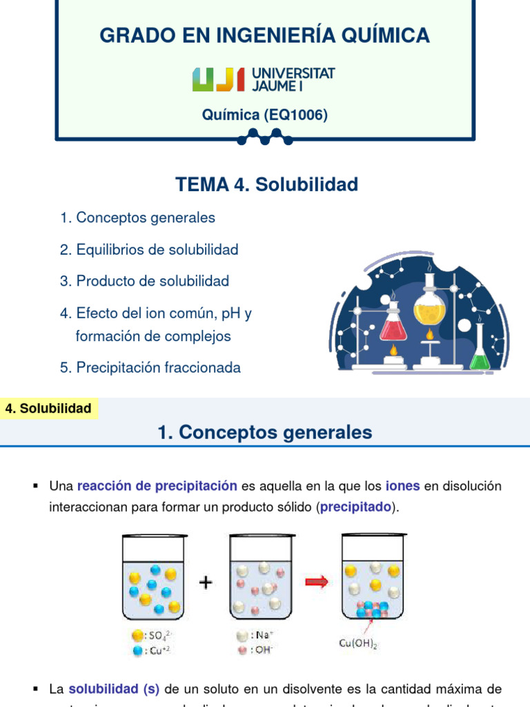 Tema 4 | PDF | Solubilidad | Precipitación (Química)