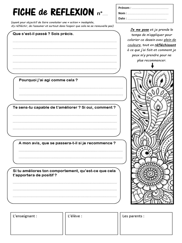 Fiche de Reflexion | PDF