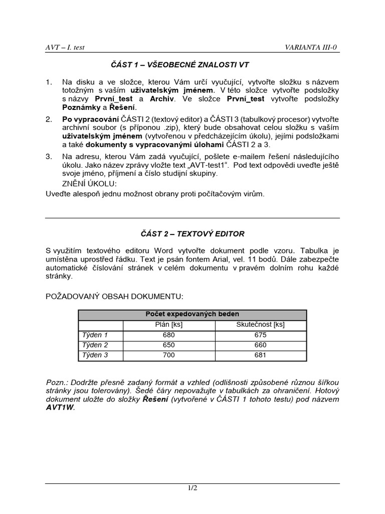 AVT I - Test III 0 | PDF