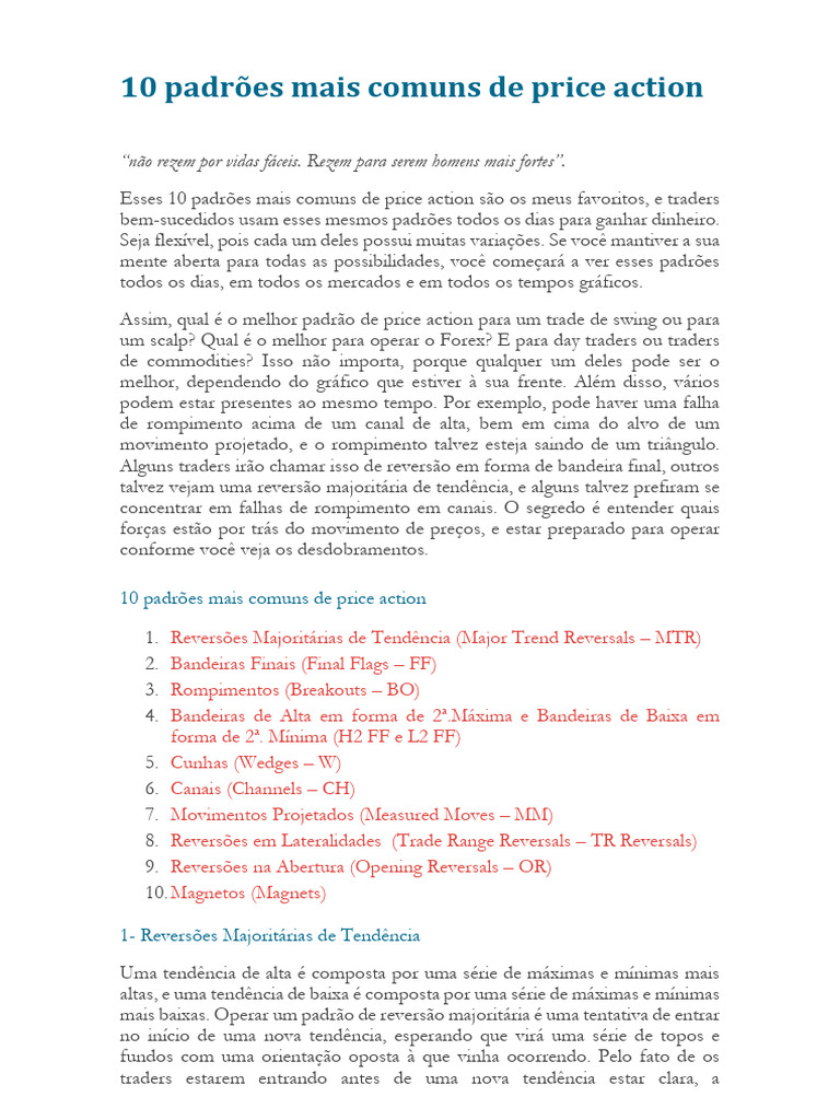 10 Padrões Mais Comuns de Price Action | PDF | Mercado (economia) | Tempo