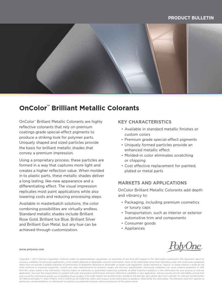 OnColor Brilliant Metallics - Product Bulletin | PDF | Insurance ...
