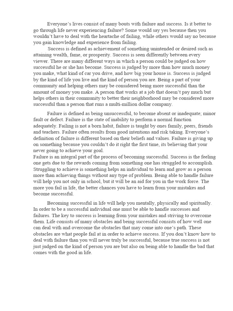 Essay 1 | PDF | Failure | Psychological Concepts