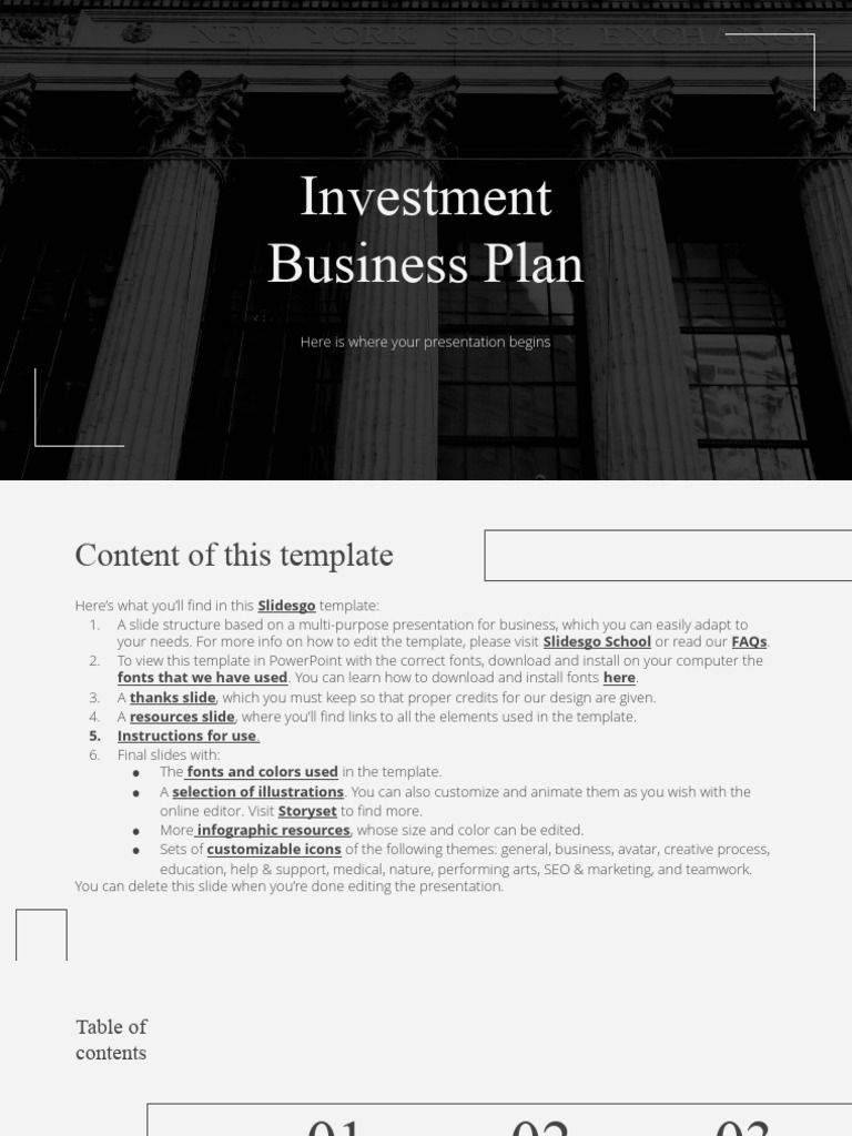 Investment Business Plan by Slidesgo | PDF | Planets | Solar System