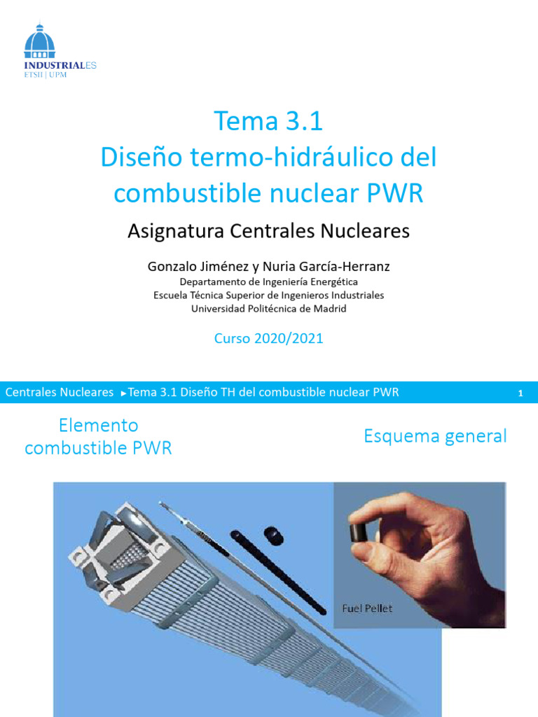 Tema 3 1 PWR Combustible Nuclear | PDF | Reactor de agua a presión ...