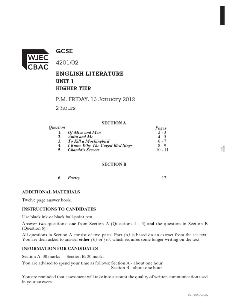 GCSE English Literature Exam Guide | PDF | To Kill A Mockingbird