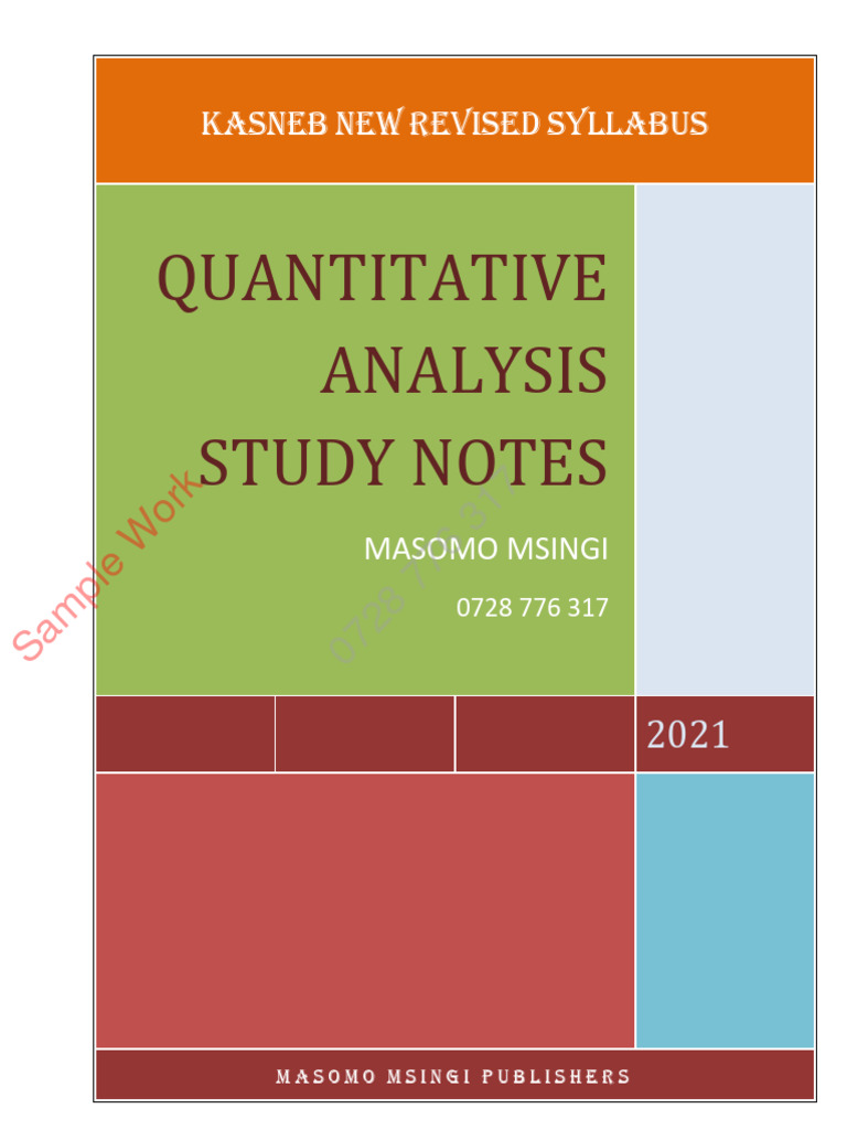 QA Sample Notes | PDF | Statistics | Mean