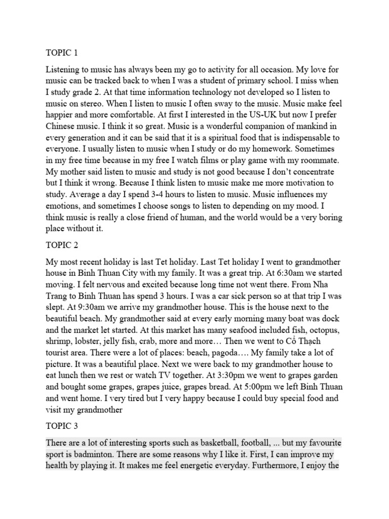 Topic Speaking | PDF | Self-Improvement | Lifestyle