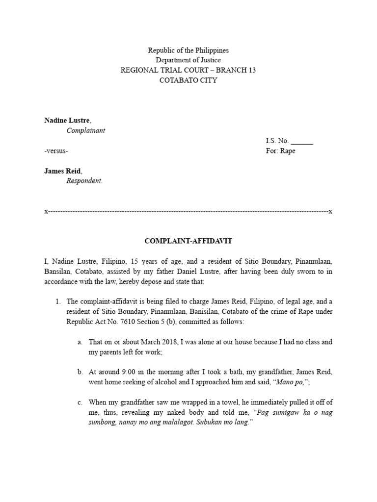 Sample Complaint Affidavit | PDF | Affidavit | Justice