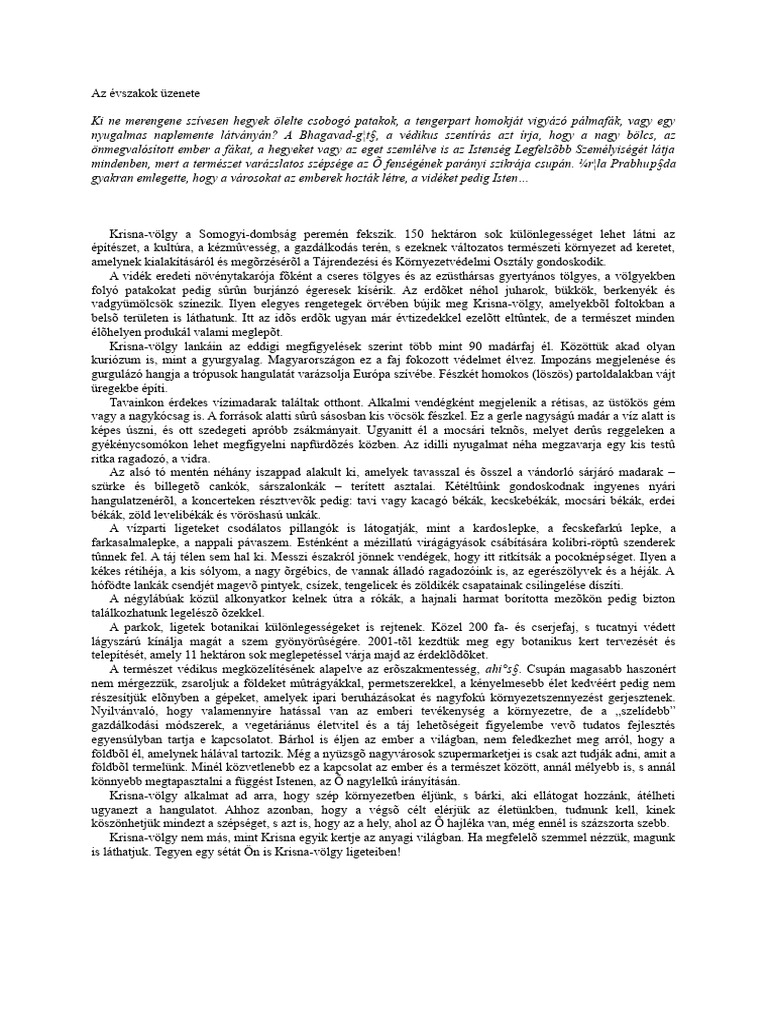 Az Evszakok Uzenete | PDF