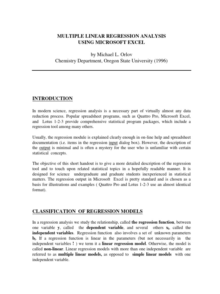 Multiple Linear Regression Analysis Usin Pdf Errors And Residuals Regression Analysis 6784