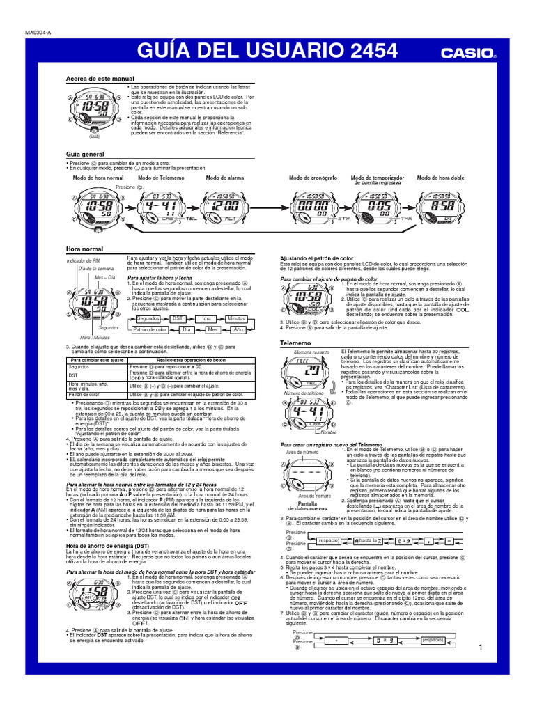 QW 2454 | PDF | Reloj | Horario de verano