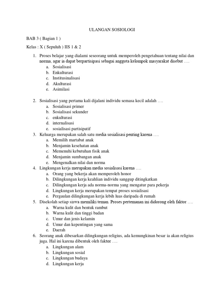 Daftar Nilai Ulangan Sosiologi X Iis 2 | PDF