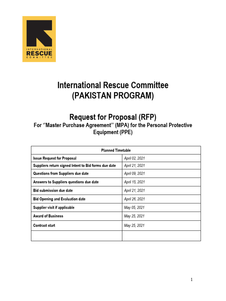 Job - Request For Proposal - RFP#02 - ISU-2021 For MPA For PPE | PDF ...