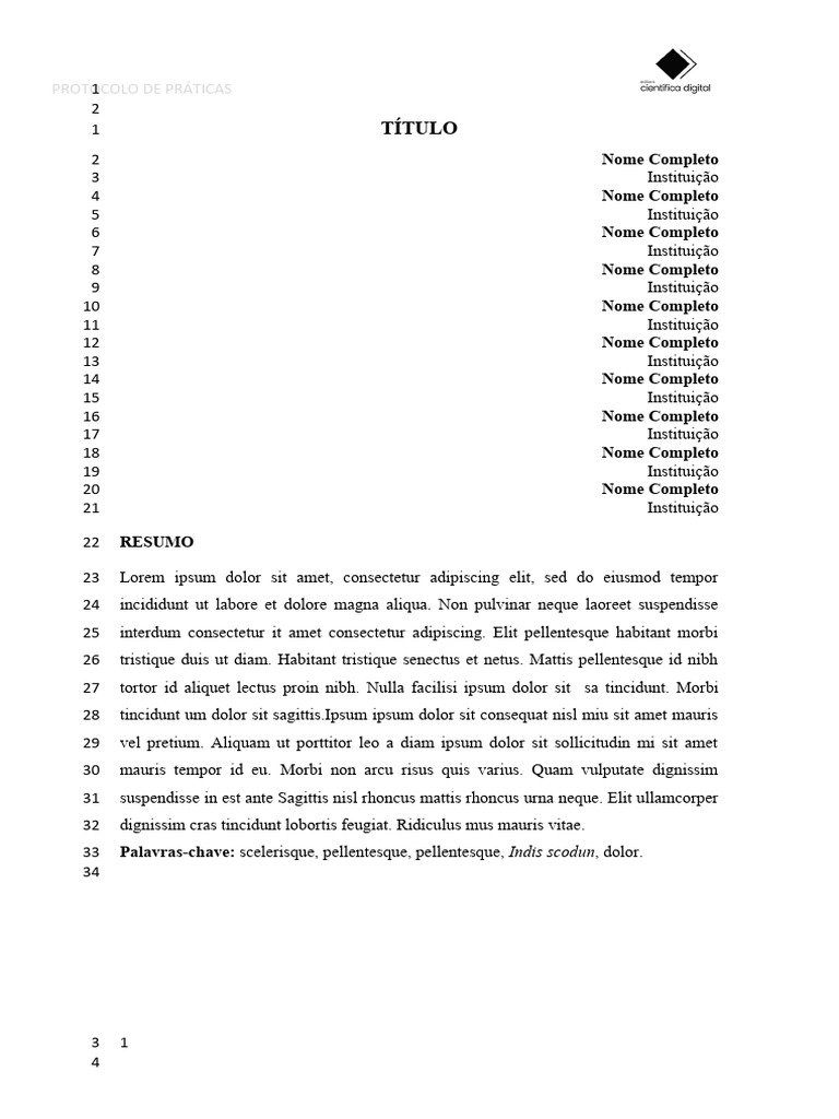 ECD - Protocolo de Práticas - Modelo - Editora Científica Digital | PDF ...