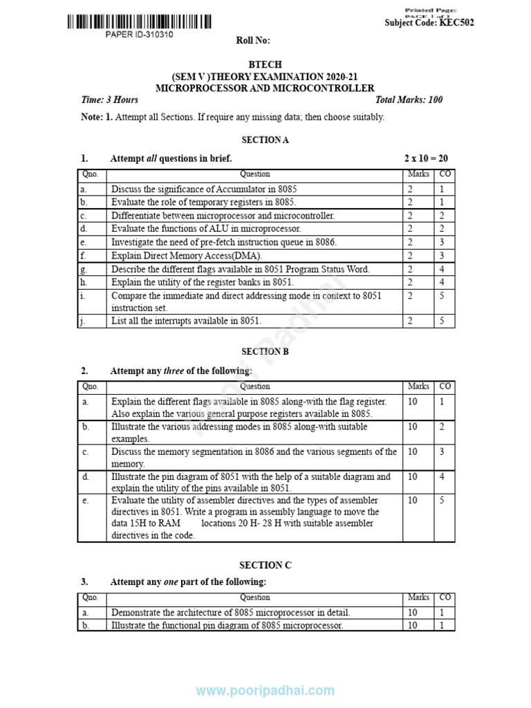 Microprocessor and Microcontroller KEC502 | PDF | Integrated Circuit | Computer Architecture