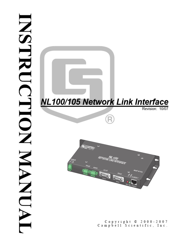 Campbell nl100 - RS232 - Internet Interface | PDF | Port (Computer Networking) | Computer Network