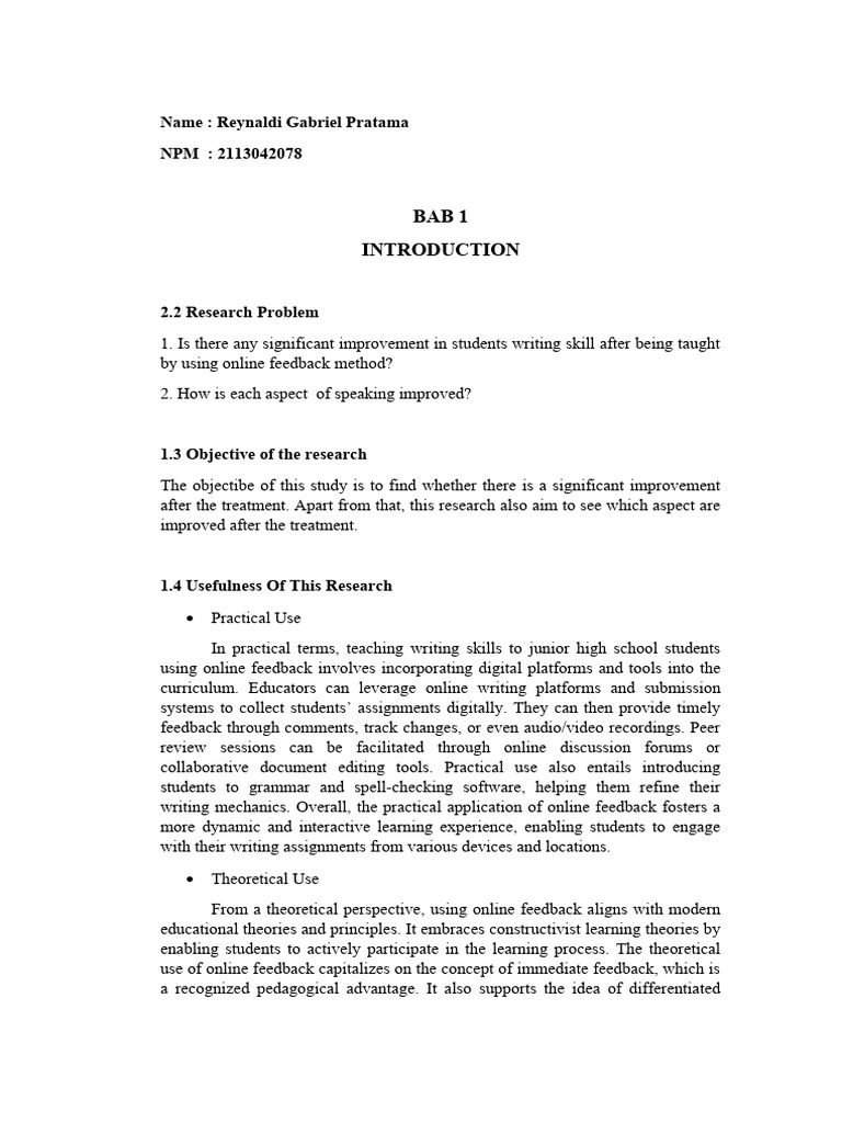 Bab 1.2 Intro Background DOC-20231009-WA0001. | PDF | Learning | Cognition