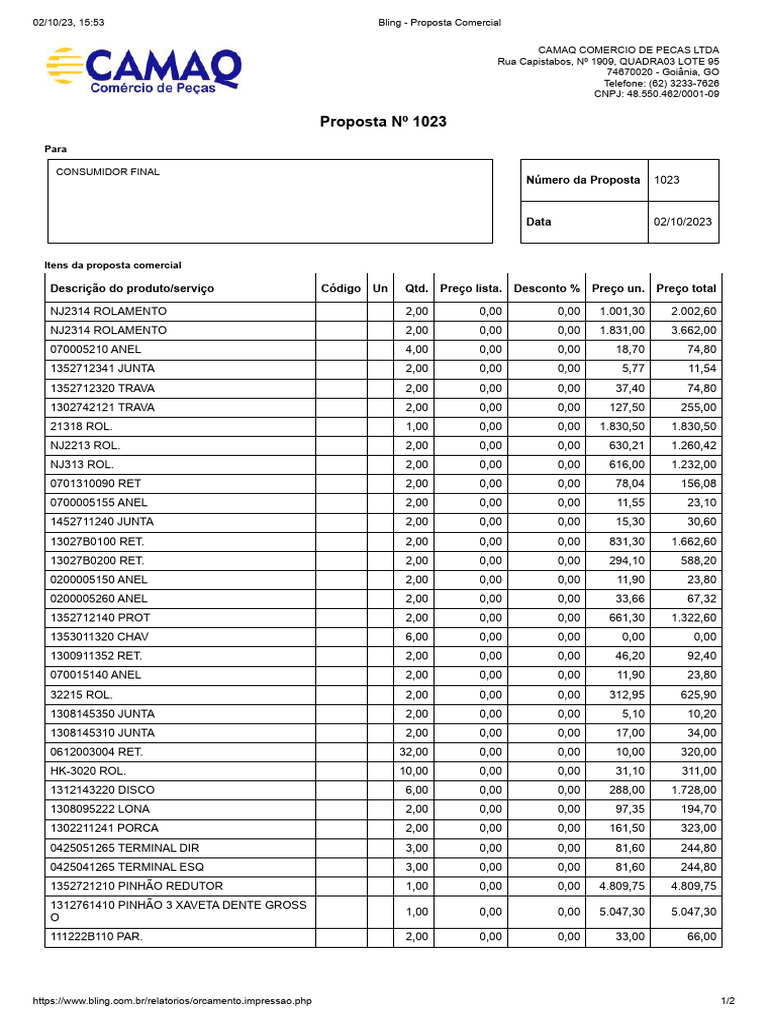 Número Da Proposta | PDF