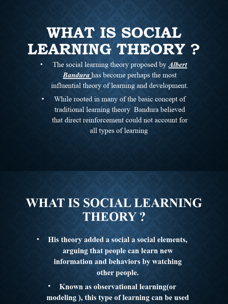 Social Learning Theory | PDF | Behaviorism | Learning