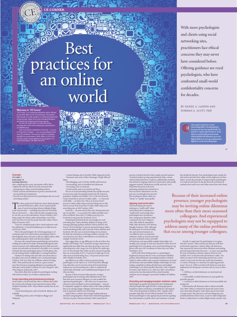 CE Article Best Practices For An Online World | PDF