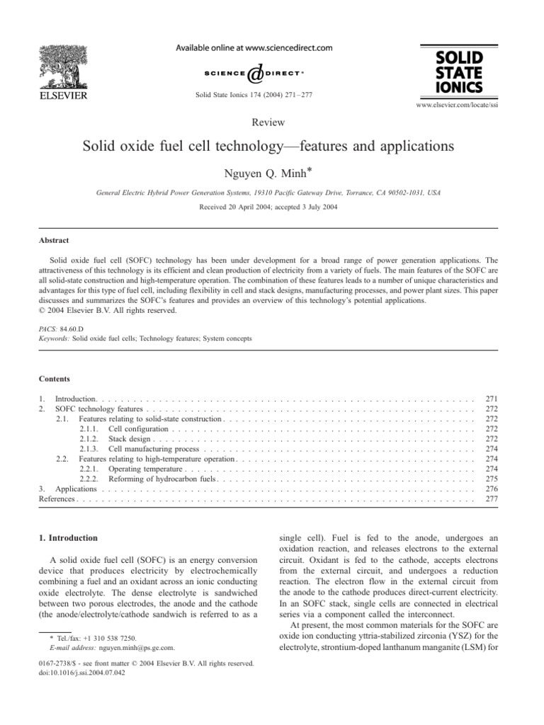 Solid Oxide Fuel Cell Technology Feature | Download Free PDF | Solid ...