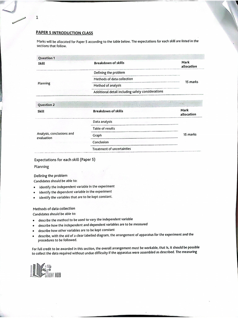 Paper 5 Guide Physics | PDF