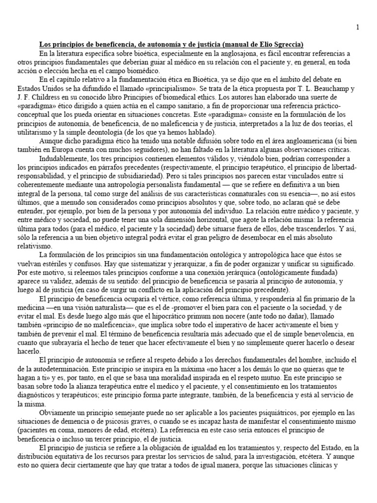 Principialismo | PDF | Moralidad | Bioética
