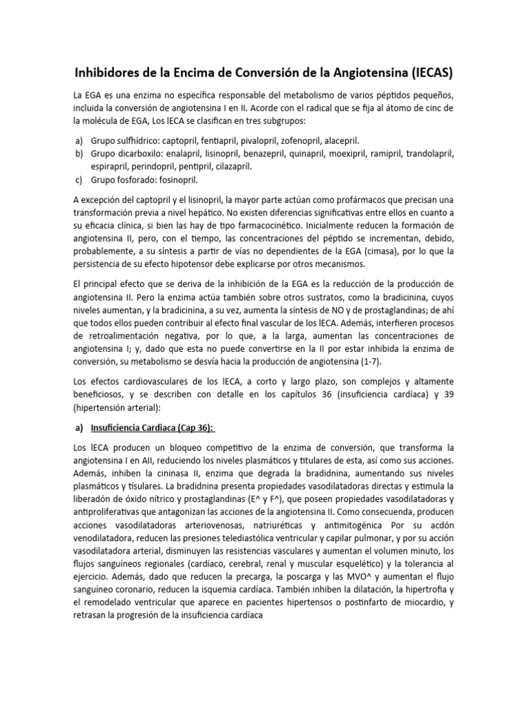 IECA y ARA 2 | PDF | Insuficiencia cardíaca | Angiotensina