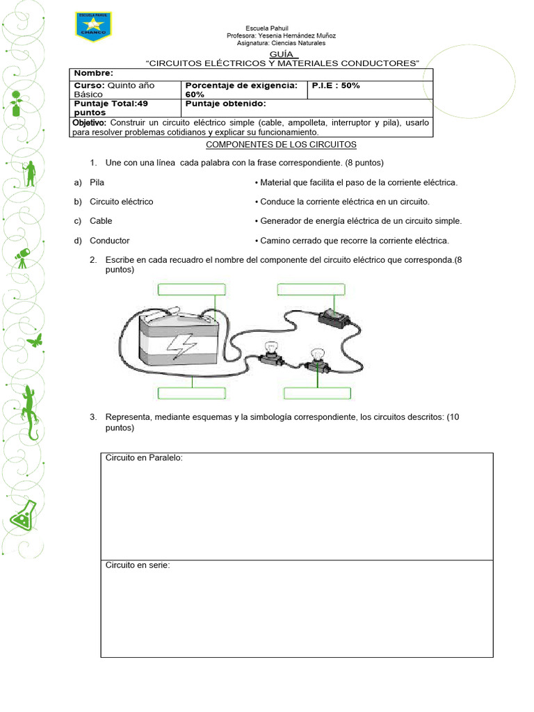 Guía Evaluada Circuitos Eléctricos | PDF | Corriente eléctrica ...