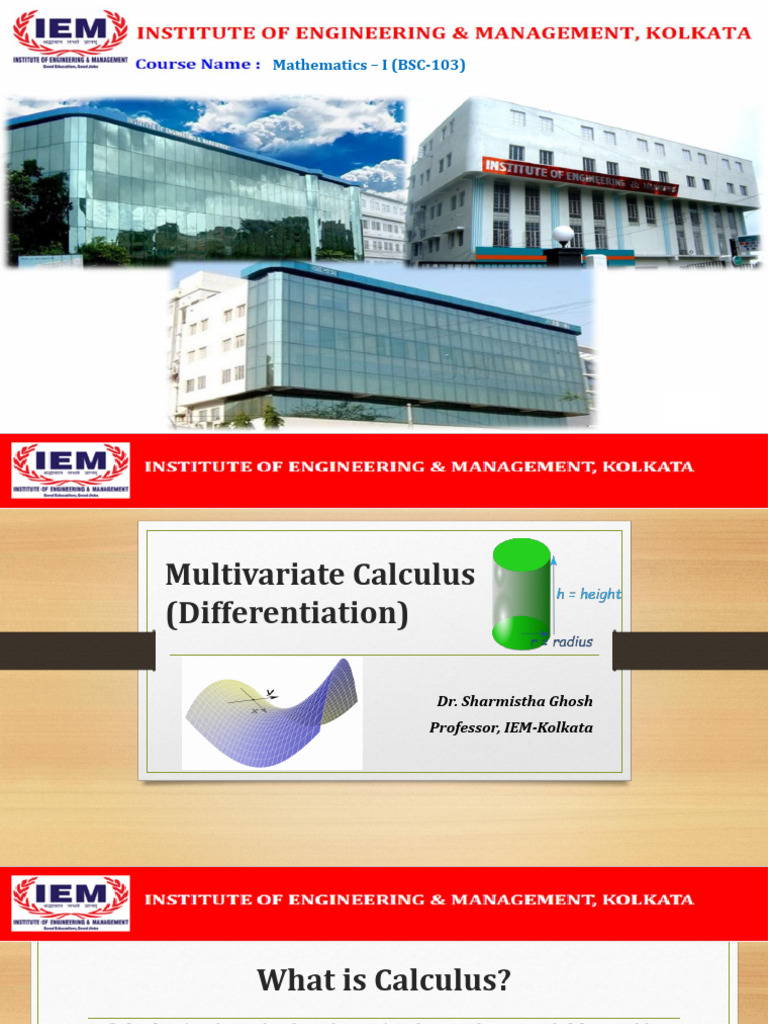 Multivariate Calculus Differentiation L1 Introduction Pdf Calculus Differential Calculus