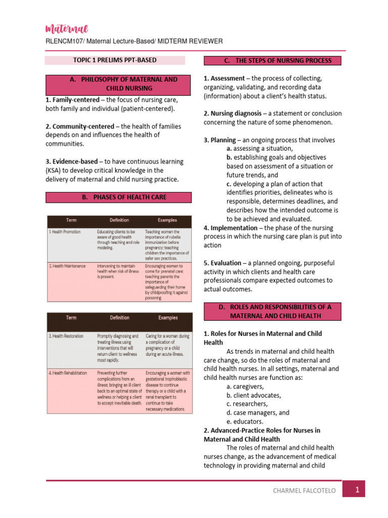 Maternal Transes Pdf Pregnancy Nursing
