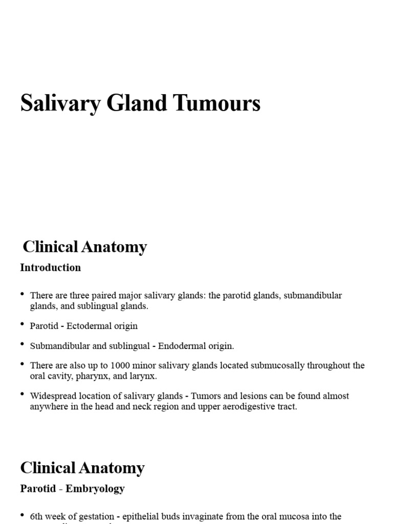 Salivary Gland Tumours | PDF | Neoplasms | Clinical Medicine