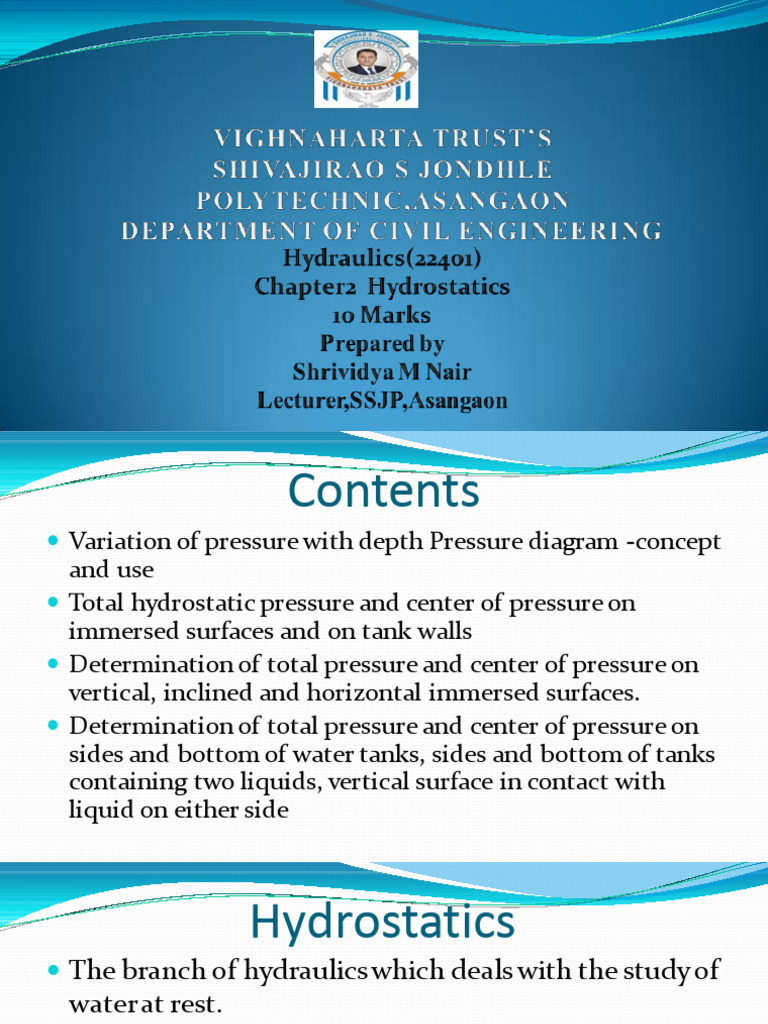 Chapter 2 Hydrostatics | PDF | Pressure | Quantity