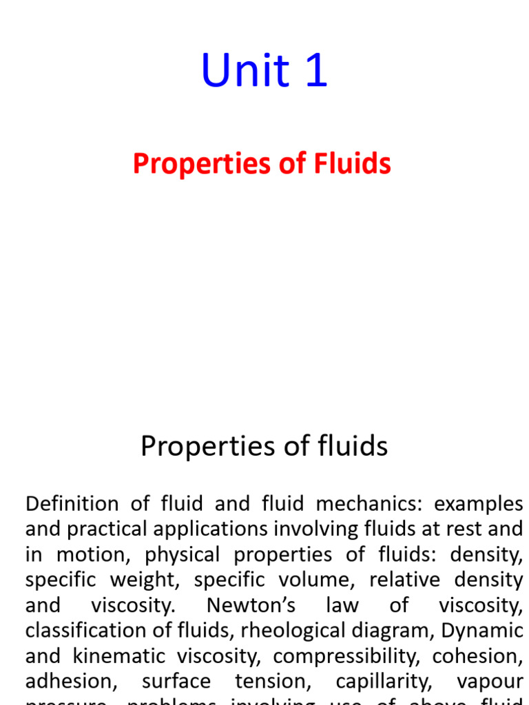 Module 1 - Fluid Properties | PDF | Viscosity | Fluid Mechanics