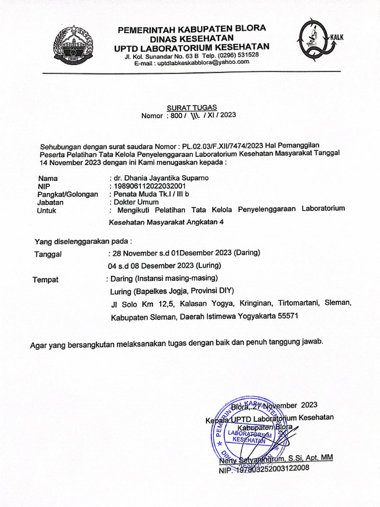 Surat Tugas DHN | PDF