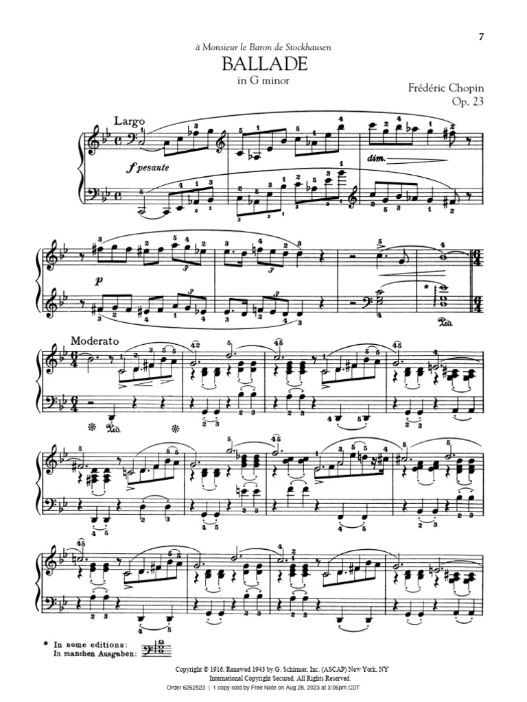 Ballade in G Minor Op 23 | PDF