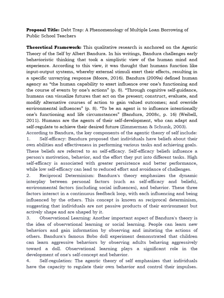 Theoretical Framework Agentic Theory of Self | PDF | Self Efficacy ...